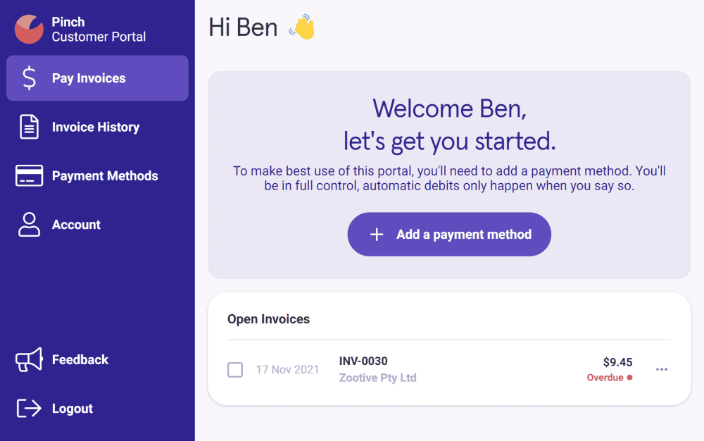 Pinch - Customer Payments Portal
